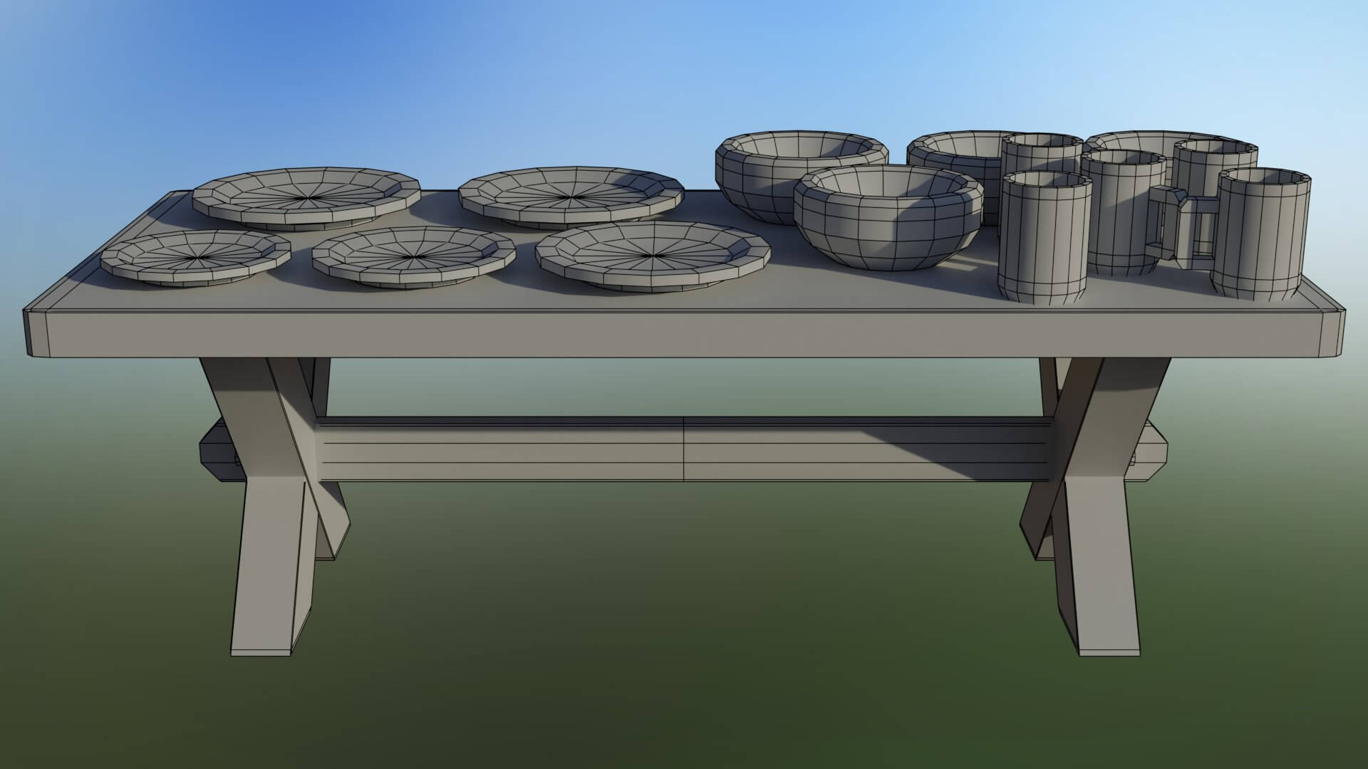 Medieval Dinnerware Table Set - Free 3D Model by MagicCGIStudios