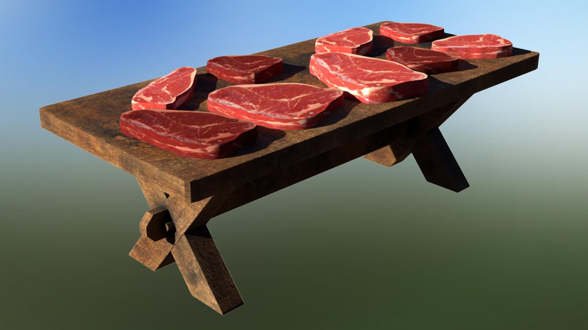 Medieval Meat Table Set - Free 3D Model by MagicCGIStudios
