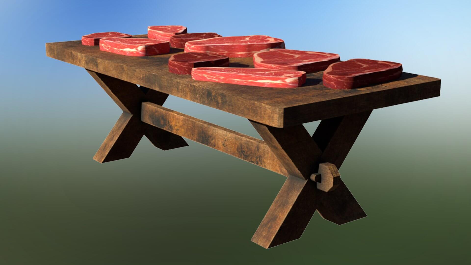 Medieval Meat Table Set - Free 3D Model by MagicCGIStudios