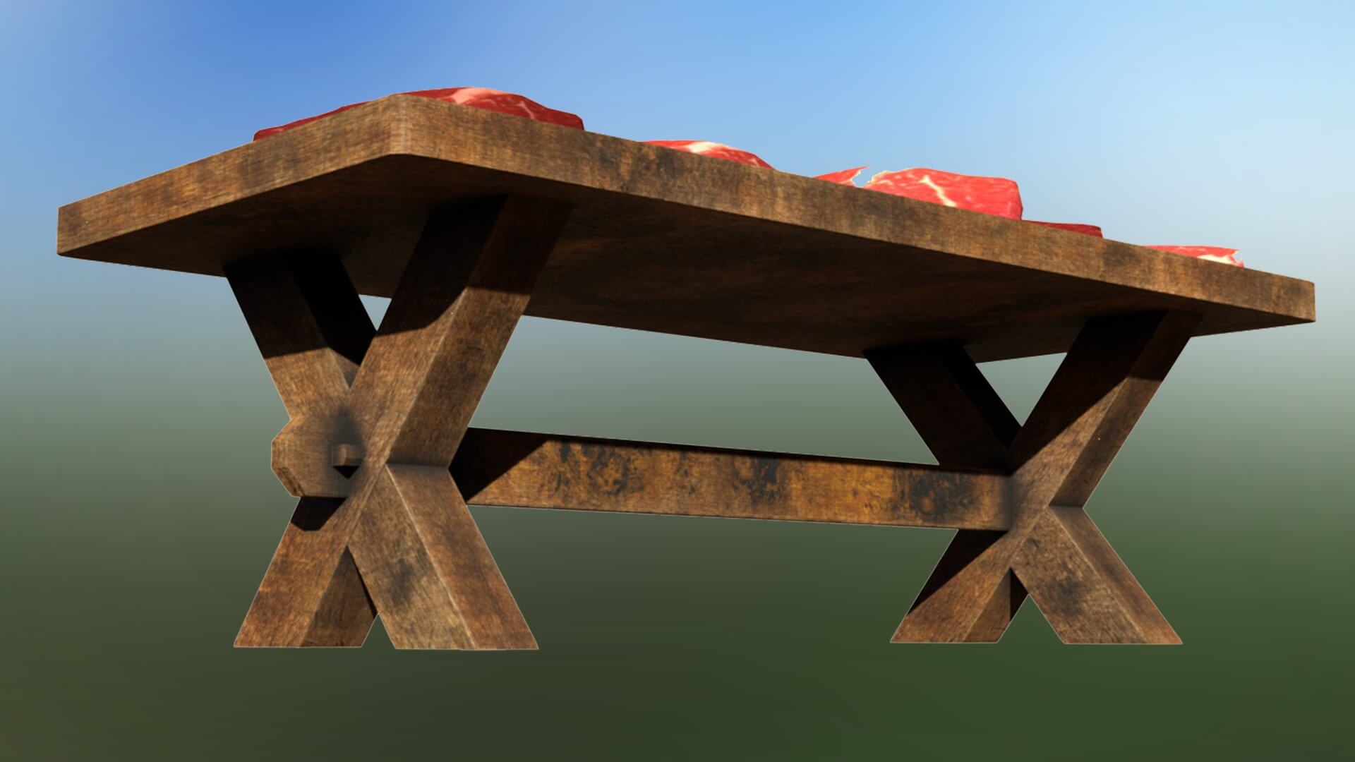 Medieval Meat Table Set - Free 3D Model by MagicCGIStudios
