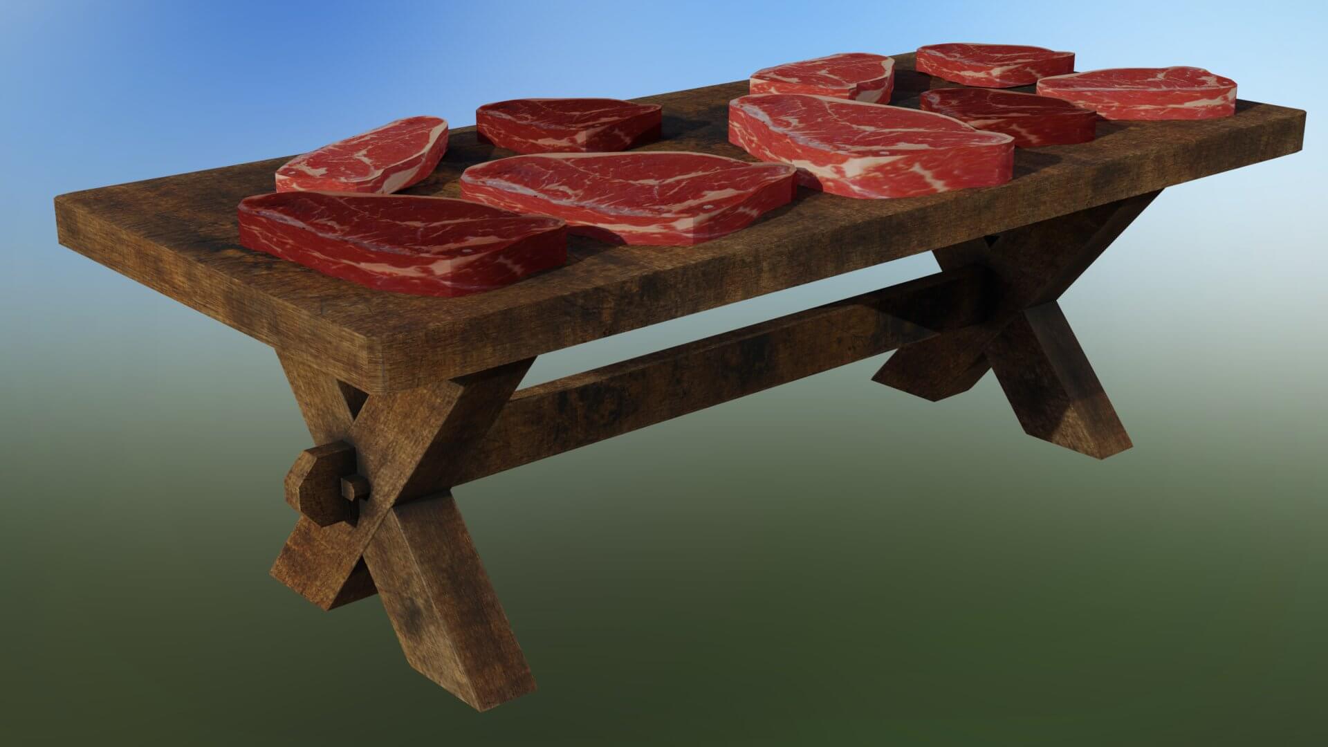 Medieval Meat Table Set - Free 3D Model by MagicCGIStudios