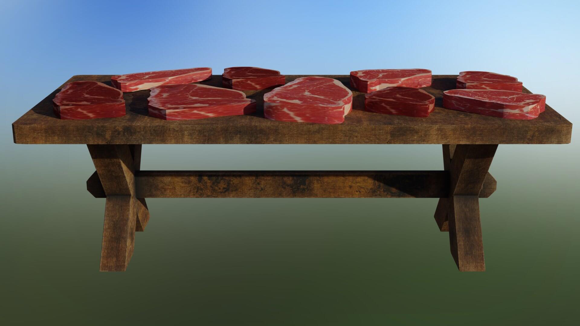 Medieval Meat Table Set - Free 3D Model by MagicCGIStudios