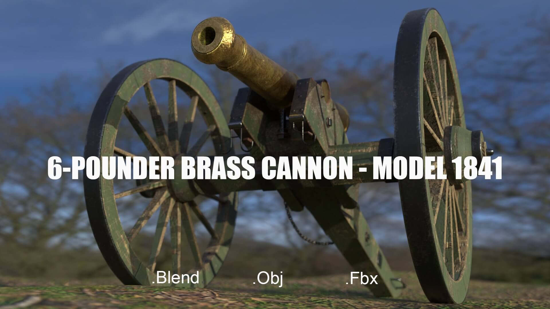 Six Pounder Brass Cannon - Model 1841 by MagicCGIStudios