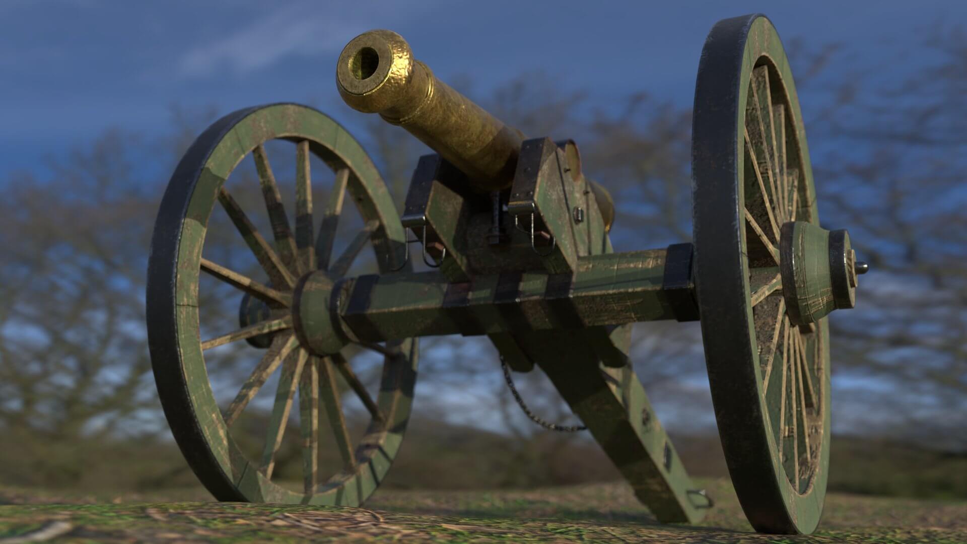 Six Pounder Brass Cannon - Model 1841 by MagicCGIStudios