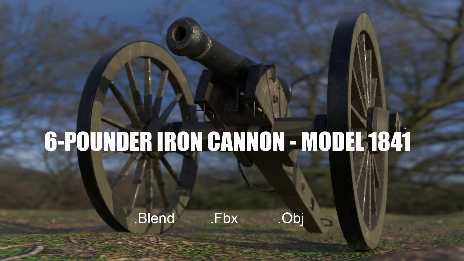 Six Pounder Iron Cannon - Model 1841 by MagicCGIStudios