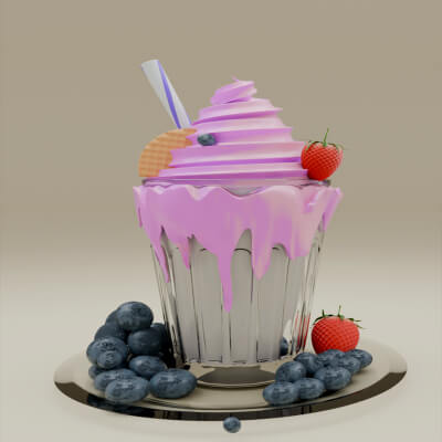 Ice Cream With Strawbery - 3D Model by mahbubeht