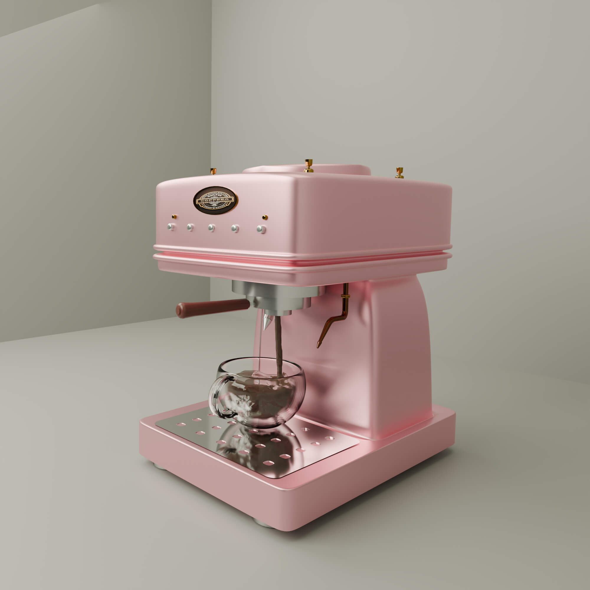 rosegold Espresso Machine - 3D Model by mahbubeht
