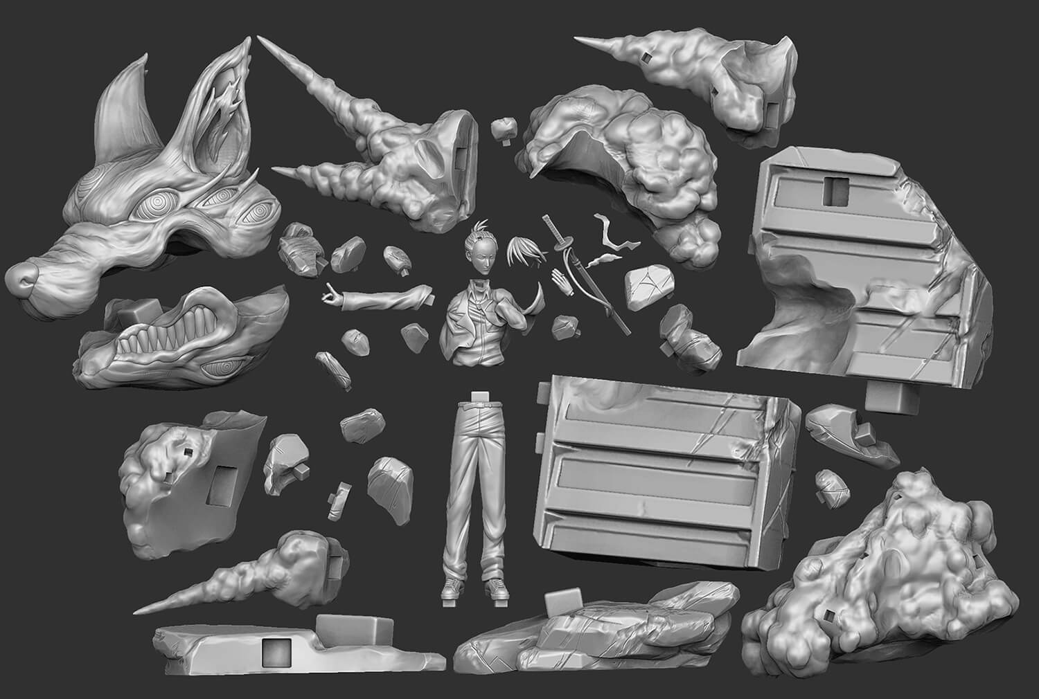 Aki Hayakawa and Kon From Chainsaw Man - 3D Model by Mai Son