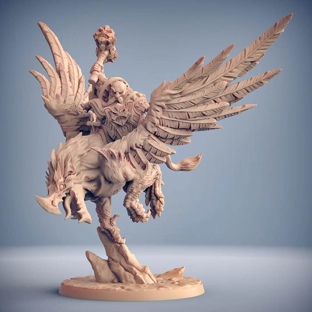 Alvar on Thunderbeak - Dwarven Lord on Griffin 3D Print Model by Mai Son