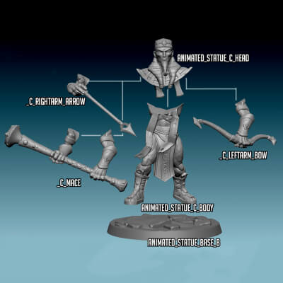 Animated Statue C Miniatures - 3D Model by Mai Son