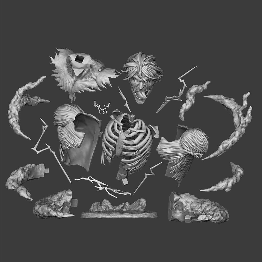 Attack Titan and Eren Miniatures - 3D Print Model by Mai Son