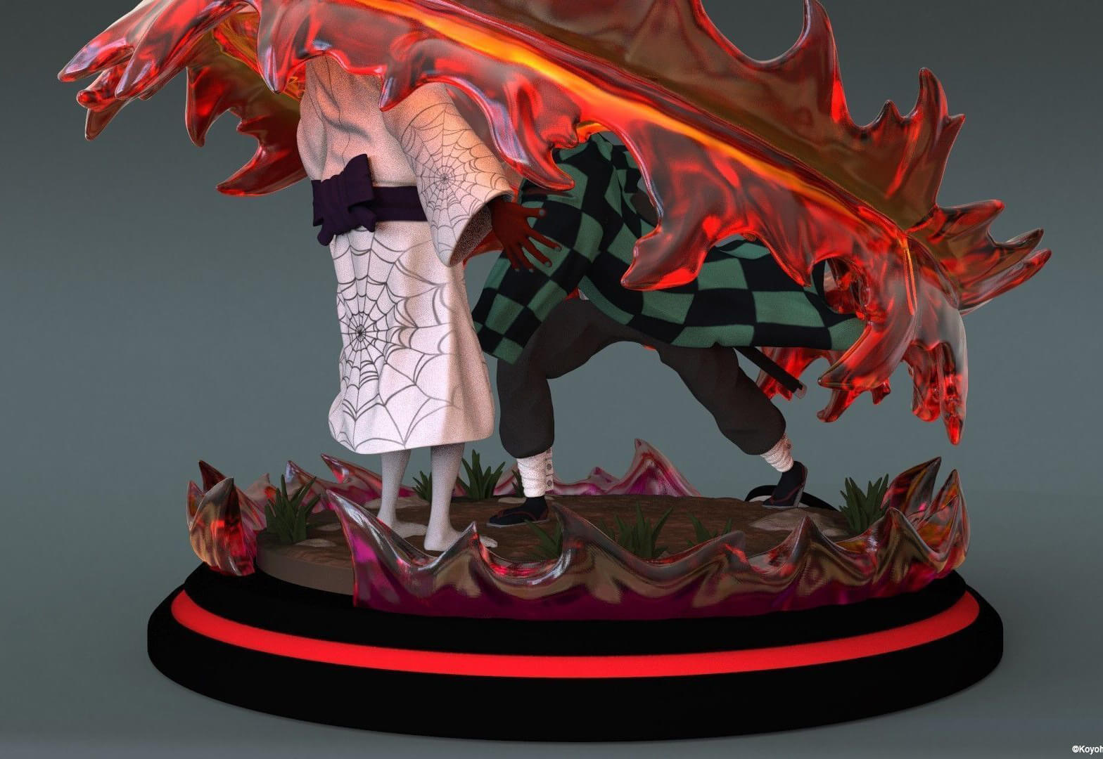 Demon Slayer Tanjiro Vs Rui - 3D Print Model by Mai Son