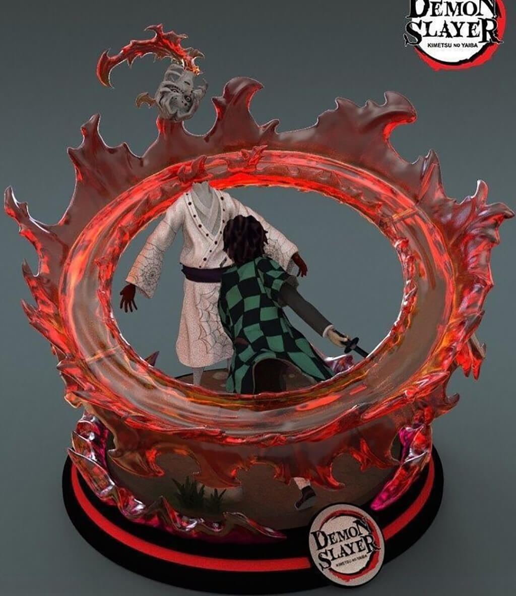 Demon Slayer Tanjiro Vs Rui - 3D Print Model by Mai Son
