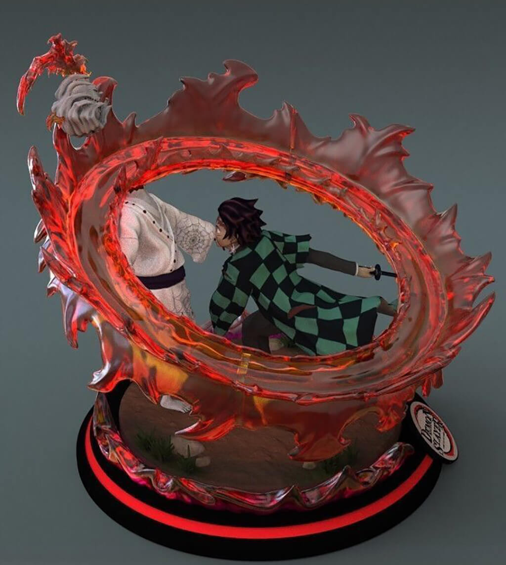Demon Slayer Tanjiro Vs Rui - 3D Print Model by Mai Son