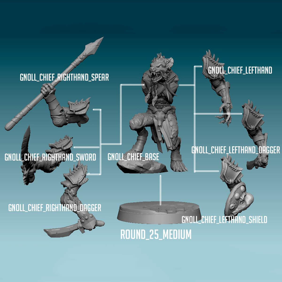 Gnoll Chief Miniatures - 3D Print Model by Mai Son