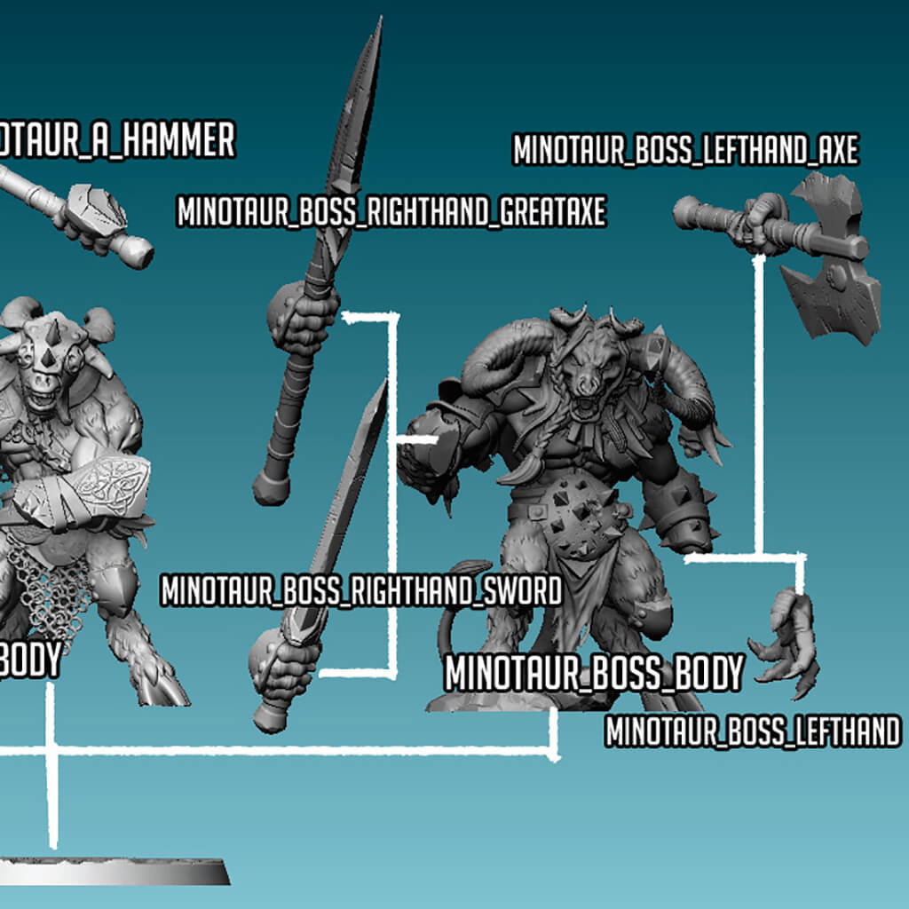 Minotaurs Miniatures - 3D Model by Mai Son