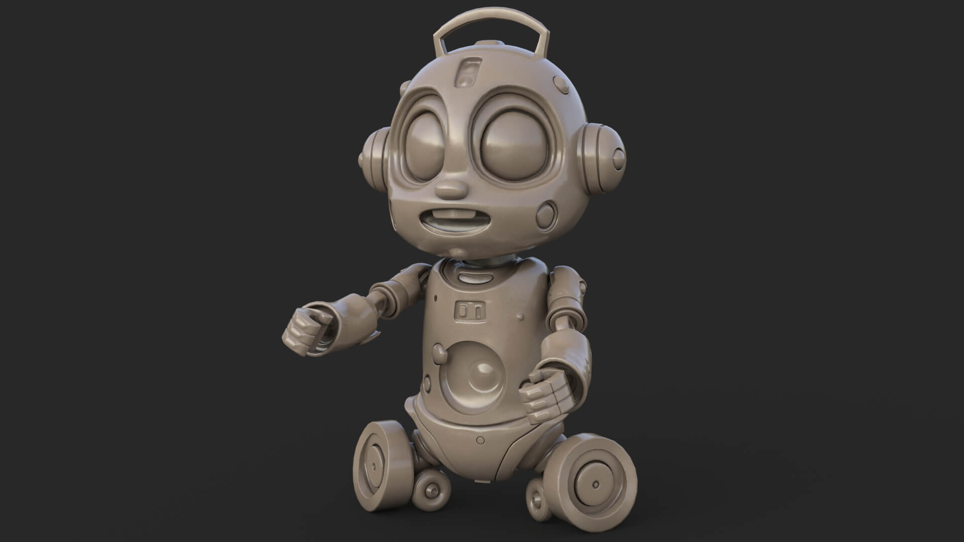 Cute Robot Child Clay - 3D Model by Mak21