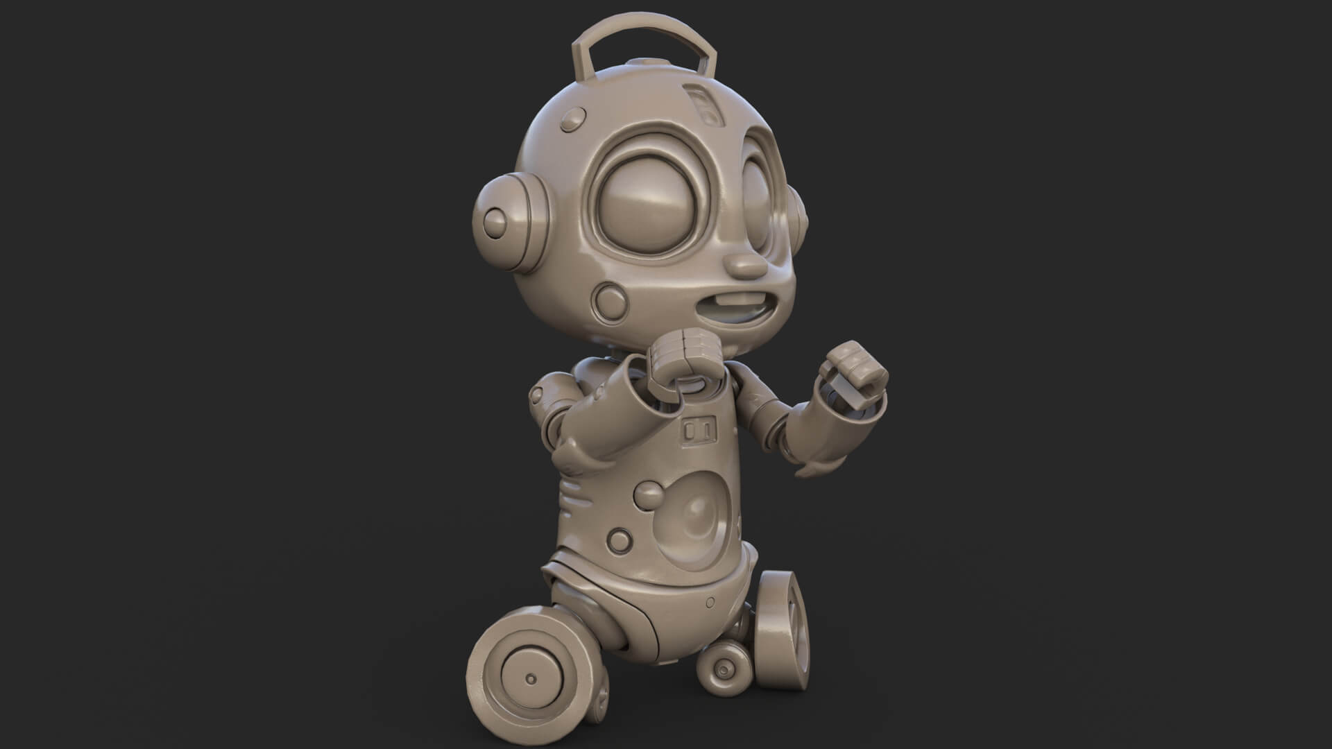 Cute Robot Child Clay - 3D Model by Mak21