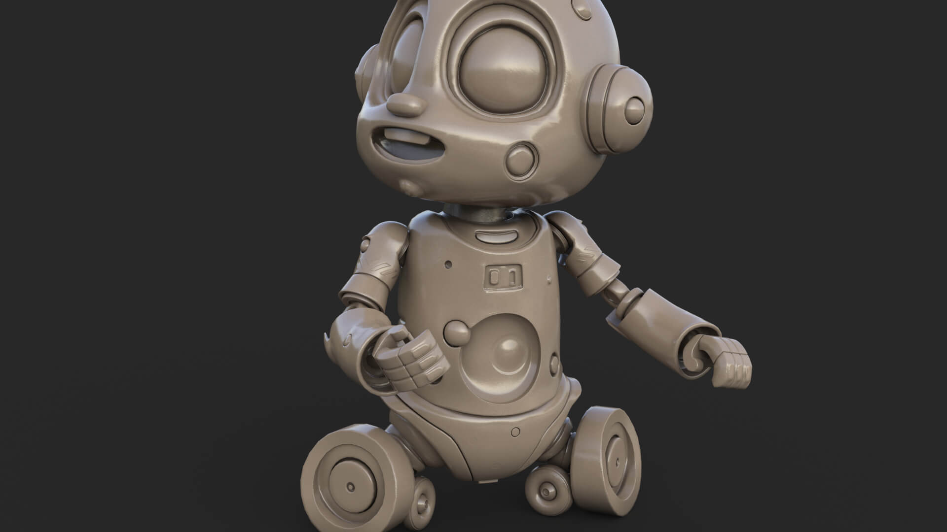 Cute Robot Child Clay - 3D Model by Mak21