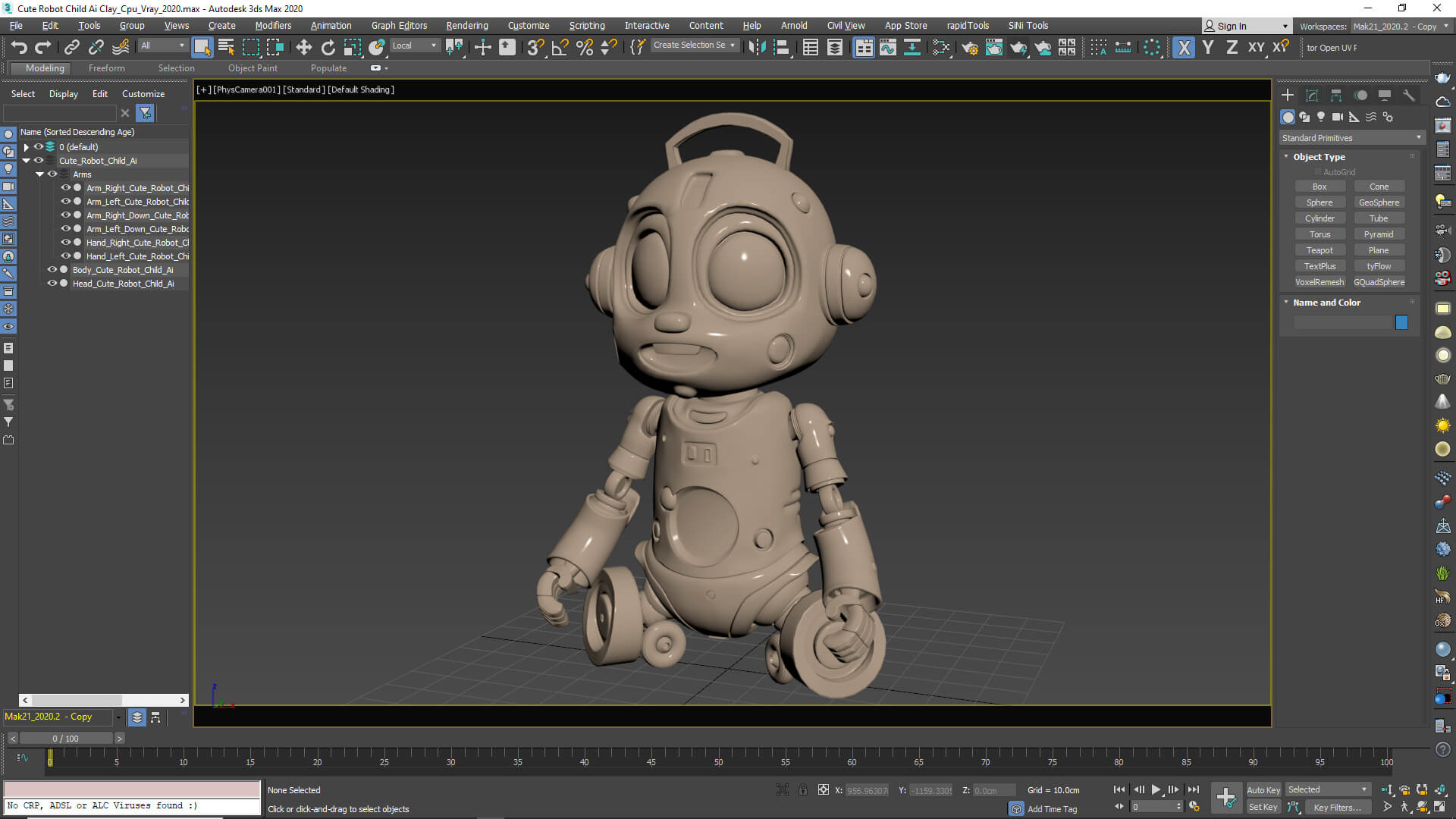 Cute Robot Child Clay - 3D Model by Mak21
