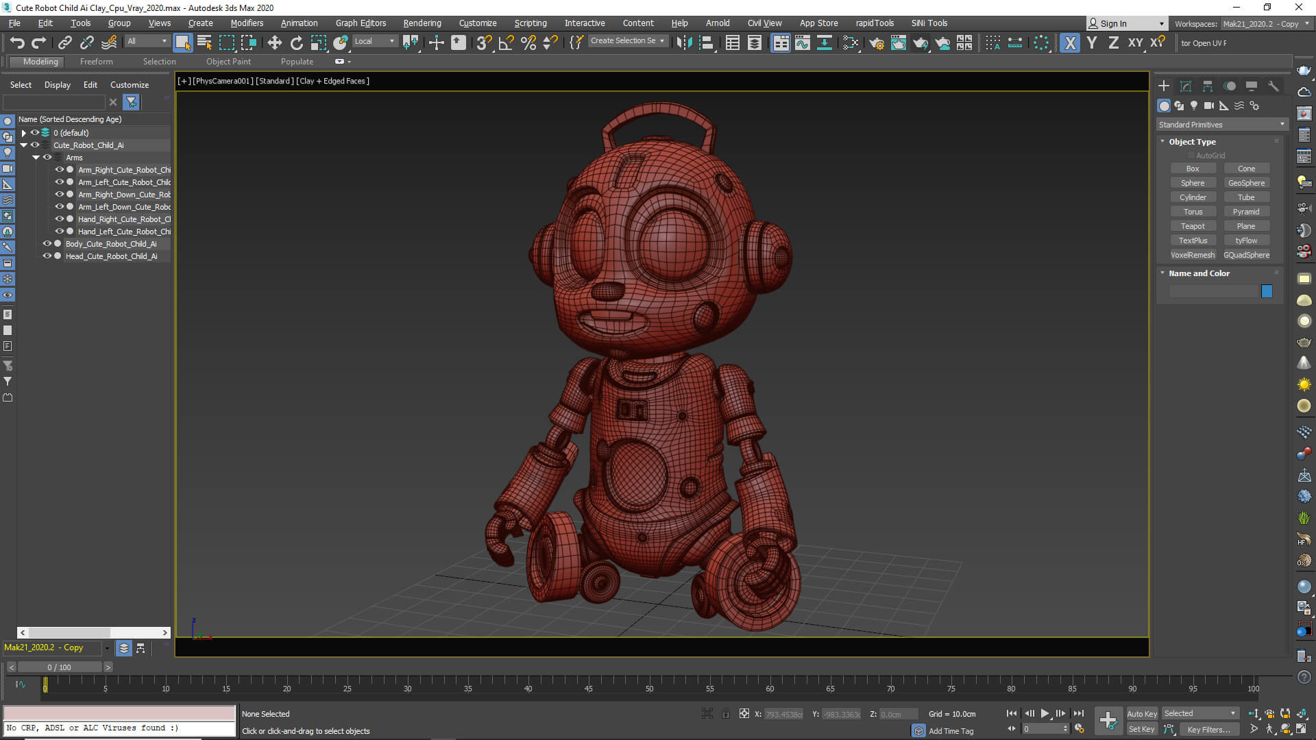Cute Robot Child Clay - 3D Model by Mak21