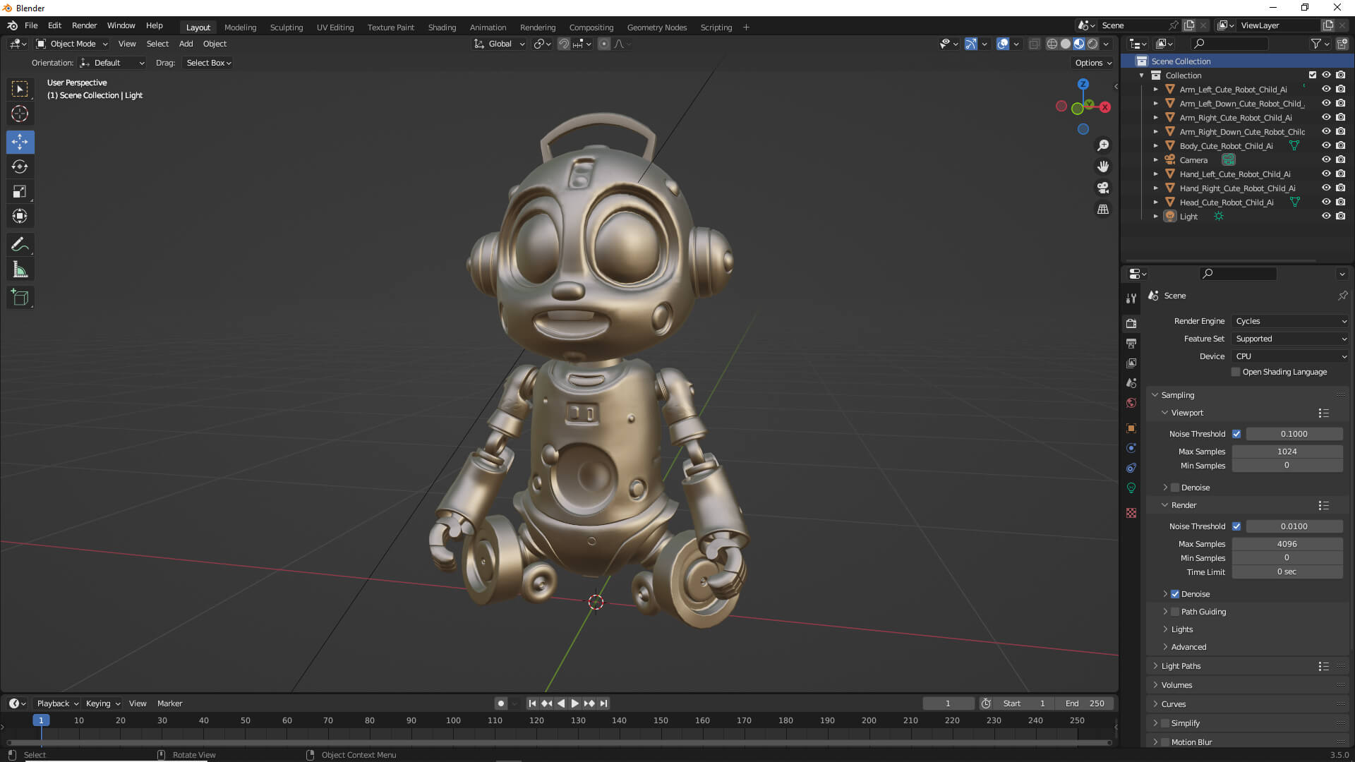 Cute Robot Child Clay - 3D Model by Mak21