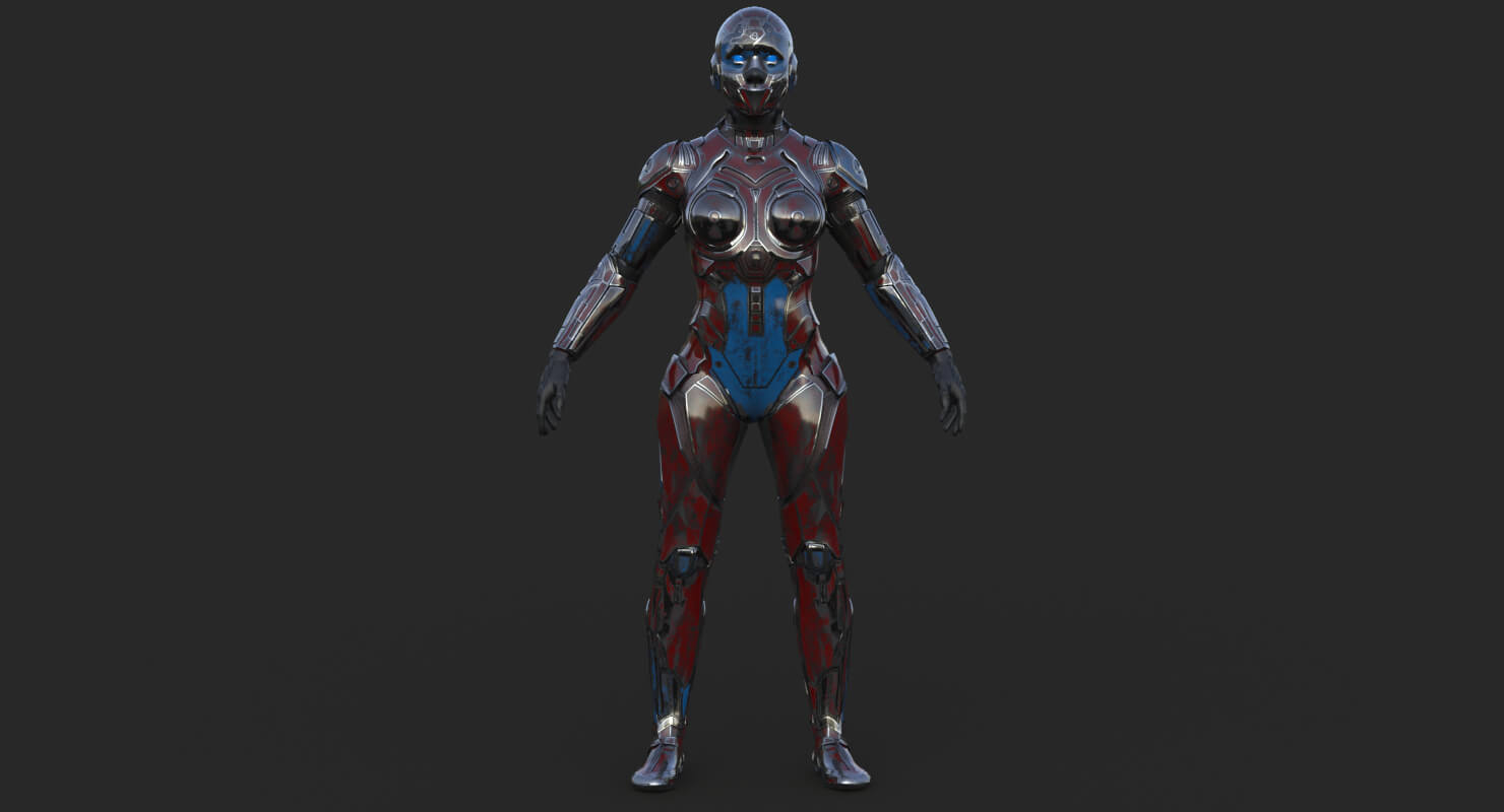 Cyborg Angel Asian Low Poly - 3D Model by Mak21