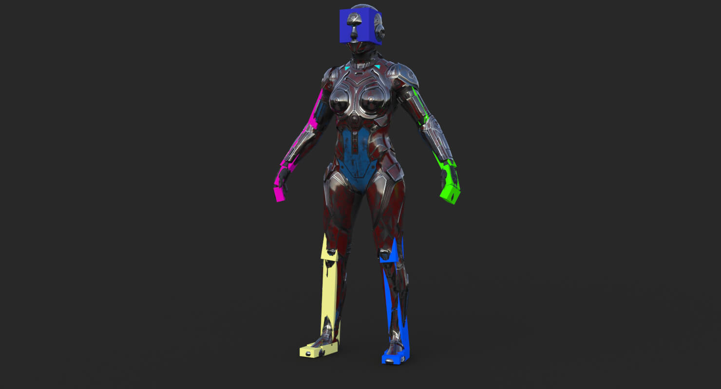 Cyborg Angel Asian Low Poly - 3D Model by Mak21