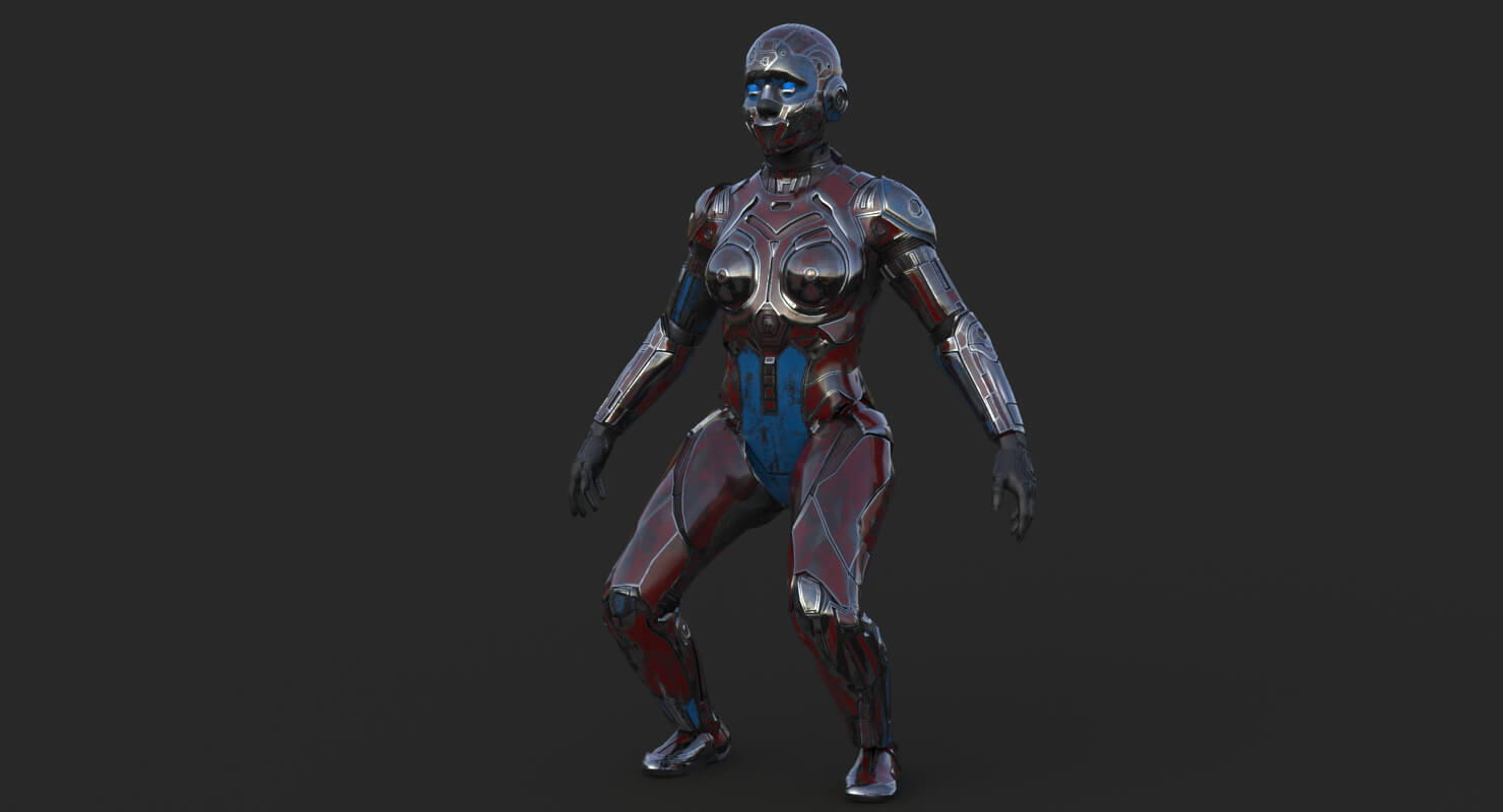 Cyborg Angel Asian Low Poly - 3D Model by Mak21