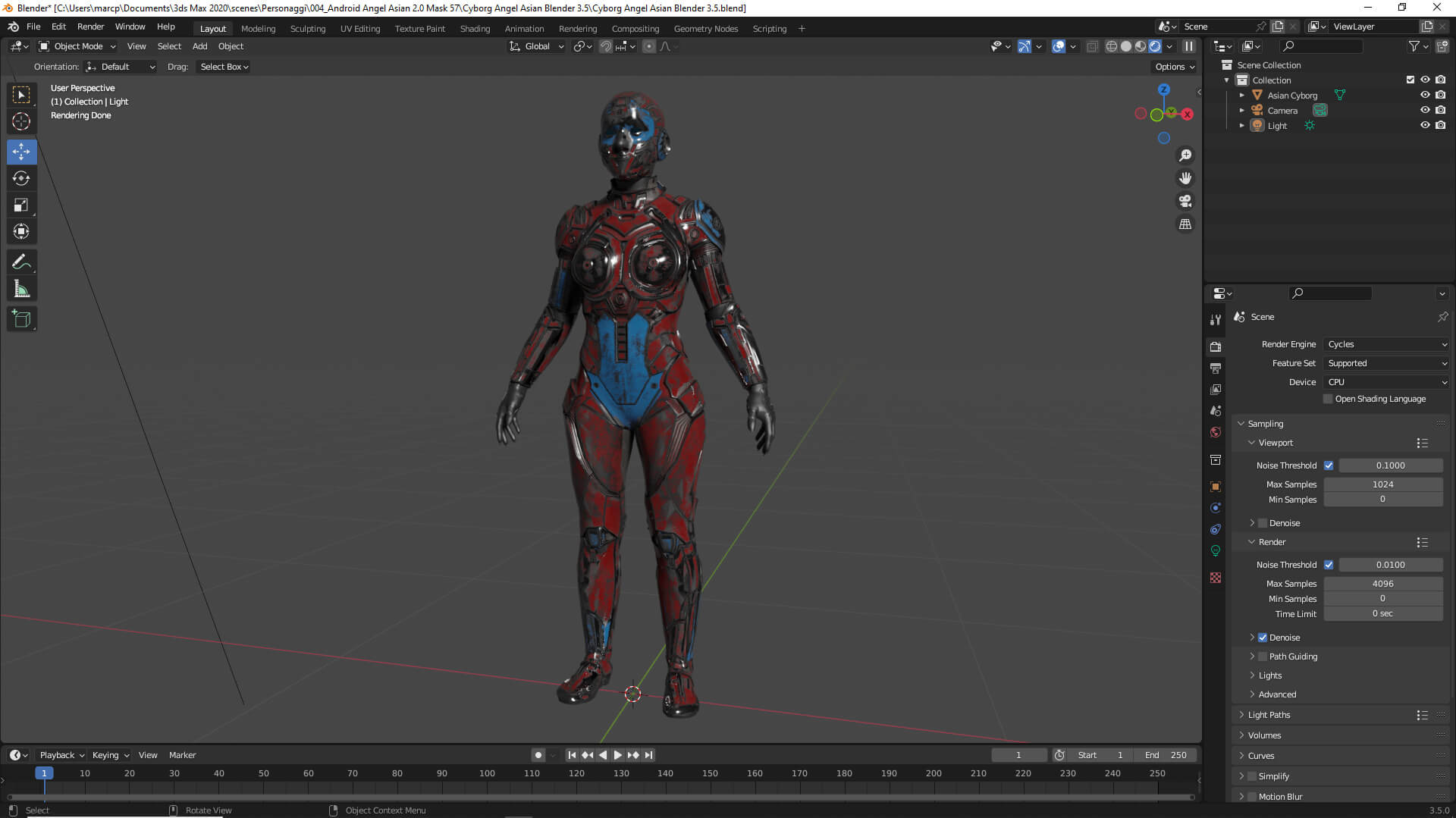 Cyborg Angel Asian Low Poly - 3D Model by Mak21