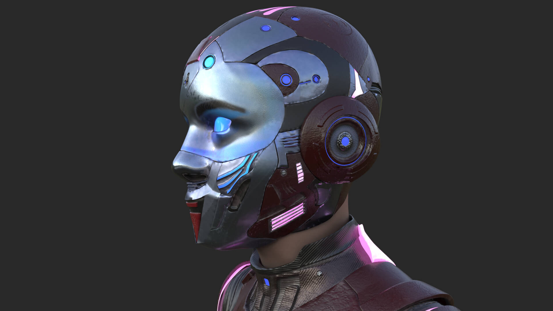 Cyborg Angel Asian Red - 3D Model by Mak21