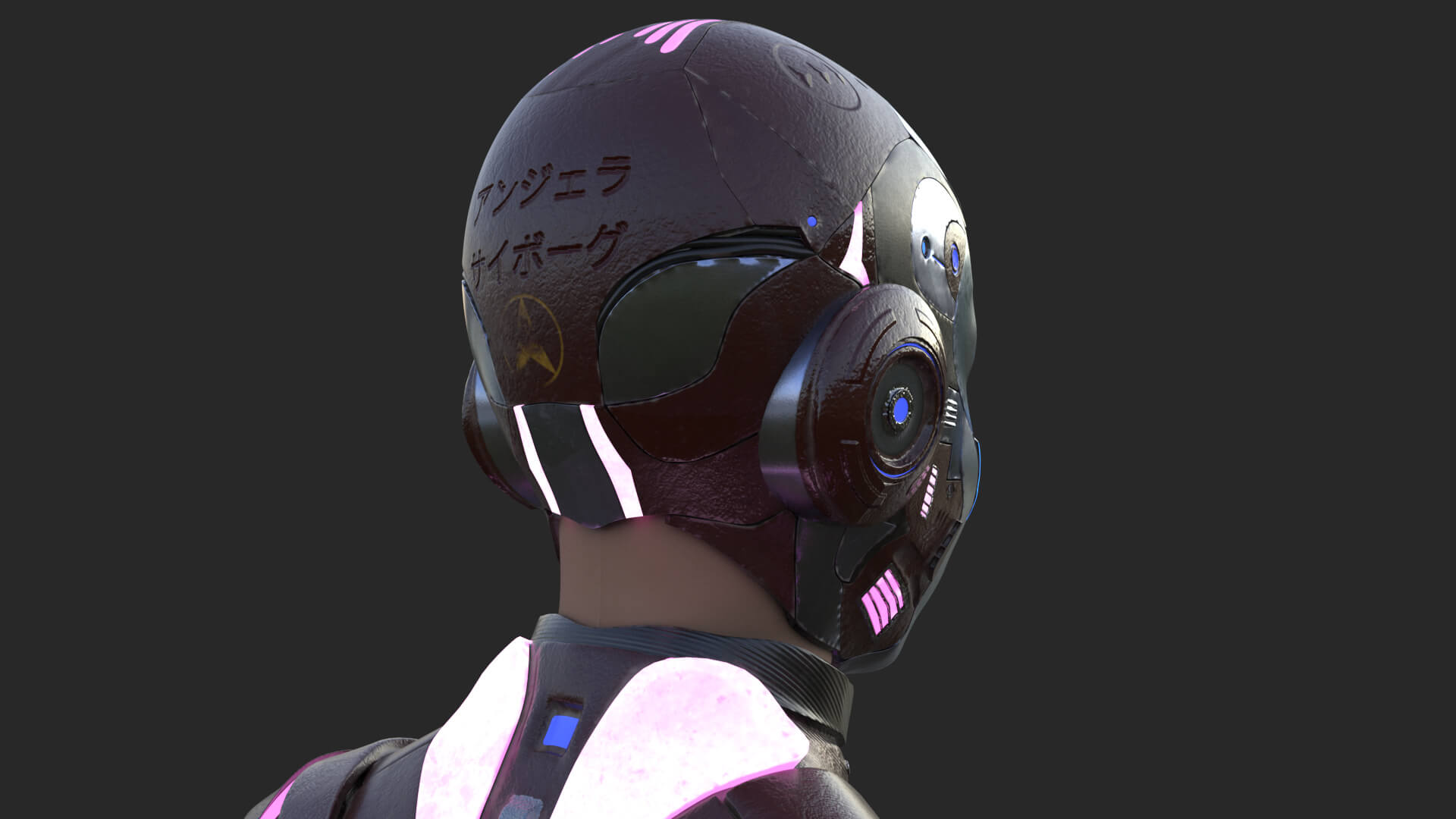 Cyborg Angel Asian Red - 3D Model by Mak21