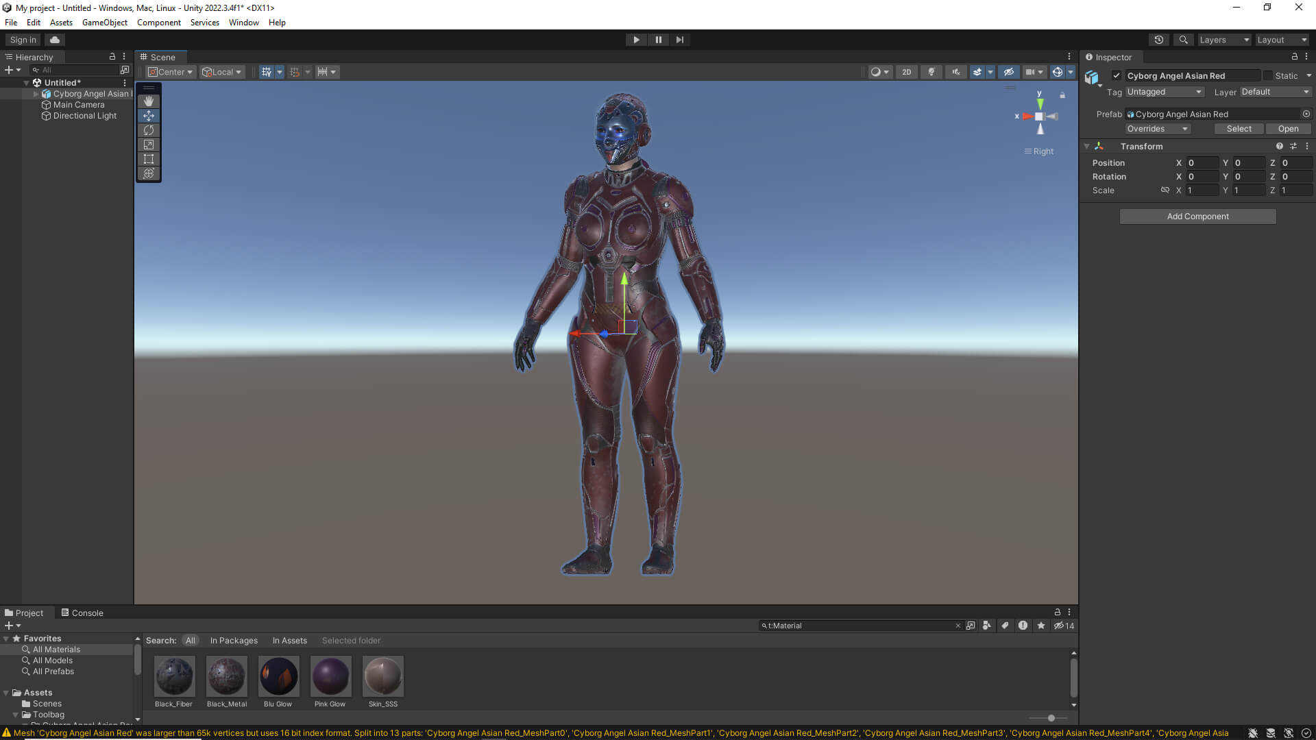 Cyborg Angel Asian Red - 3D Model by Mak21