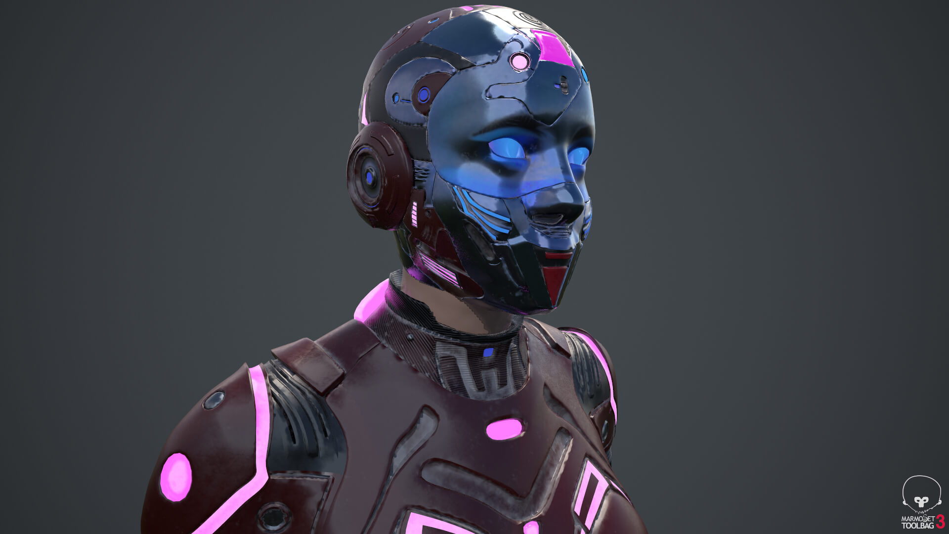 Cyborg Angel Asian Red - 3D Model by Mak21