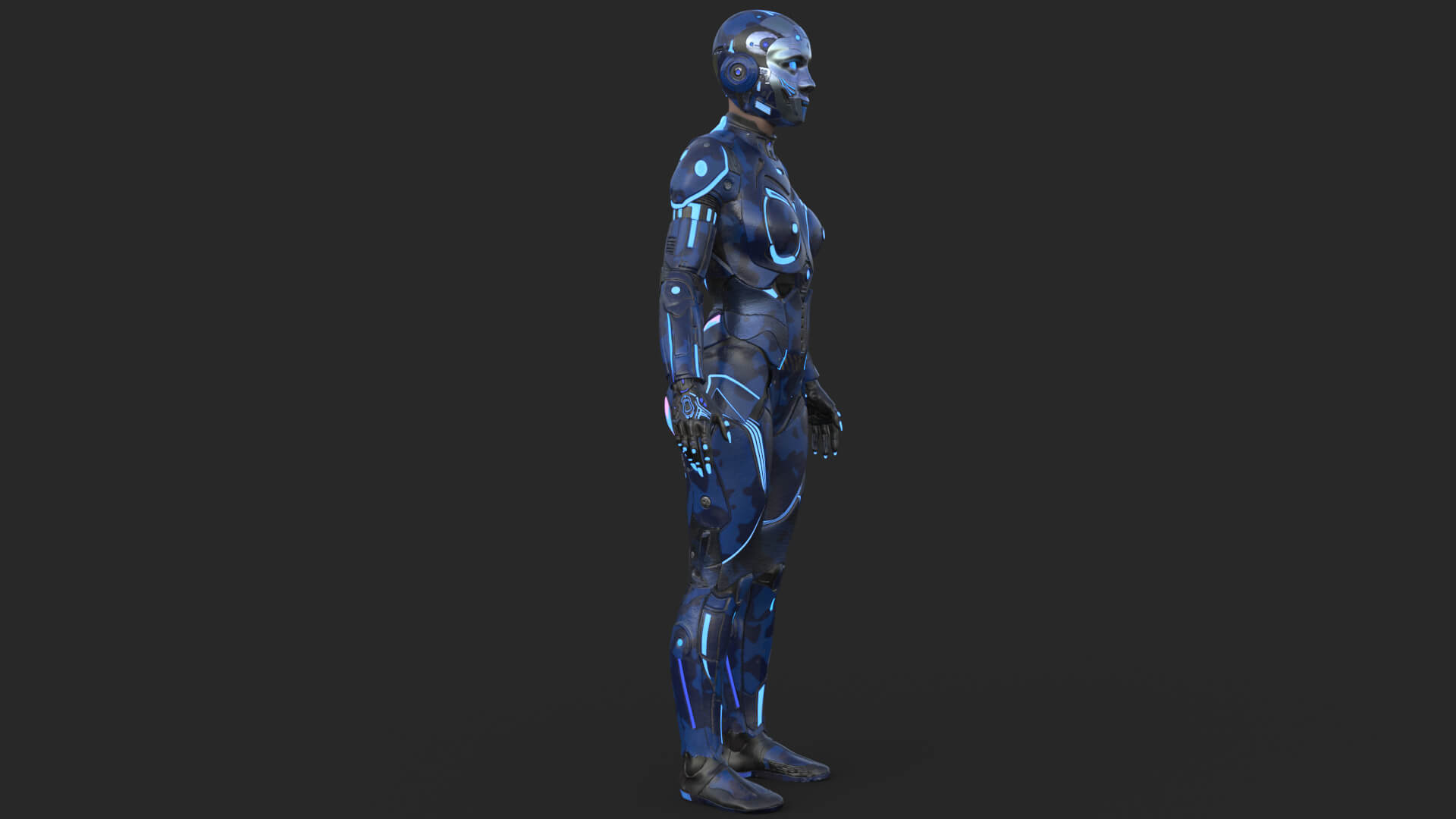 Cyborg Blu Camouflage V-Ray 3D Model by Mak21