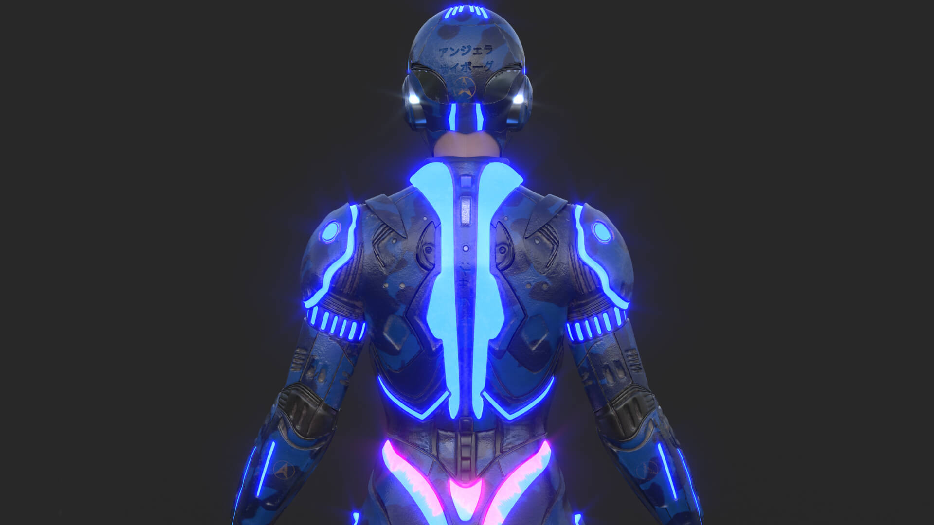Cyborg Blu Camouflage V-Ray 3D Model by Mak21