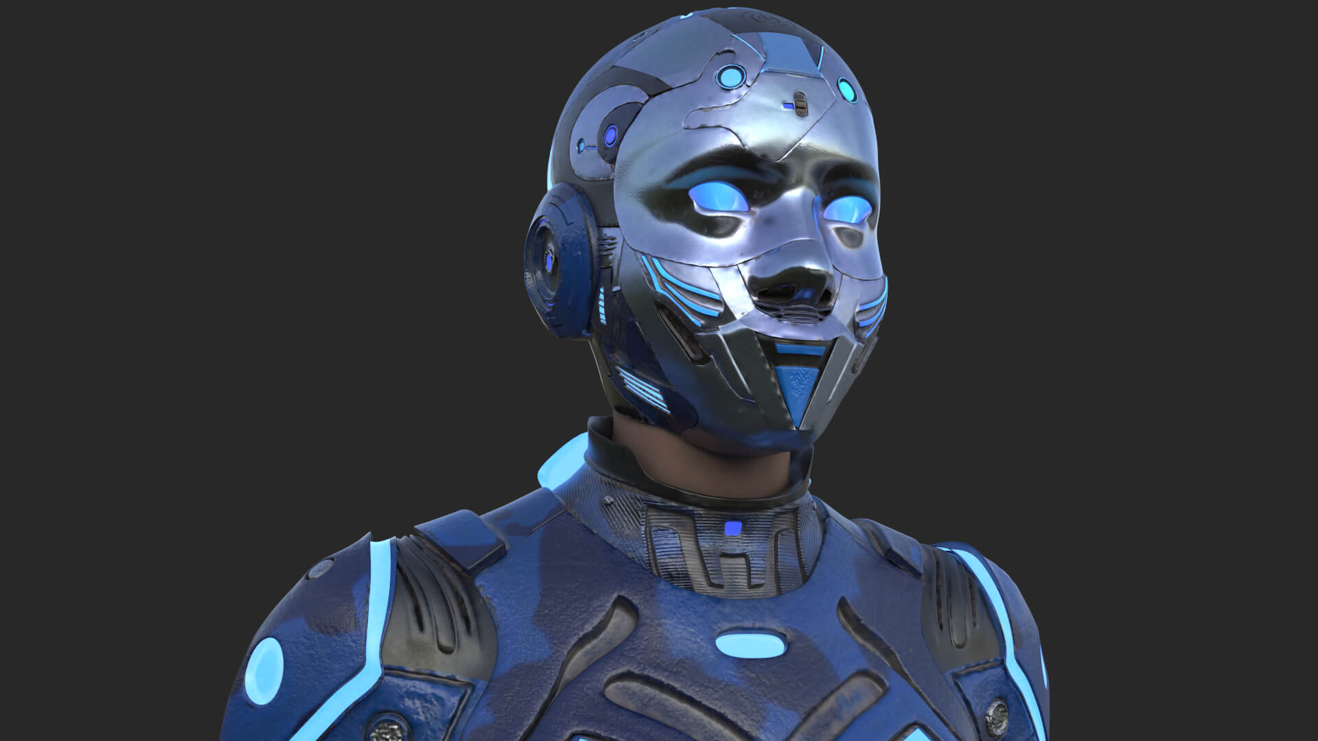 Cyborg Blu Camouflage V-Ray 3D Model by Mak21