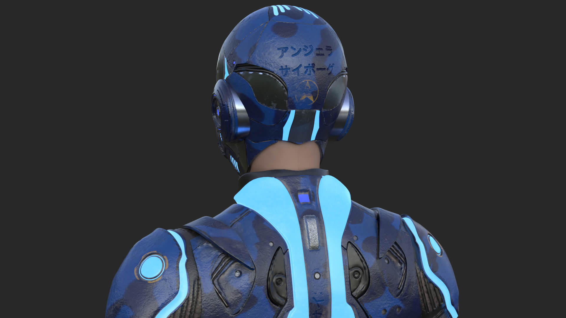 Cyborg Blu Camouflage V-Ray 3D Model by Mak21