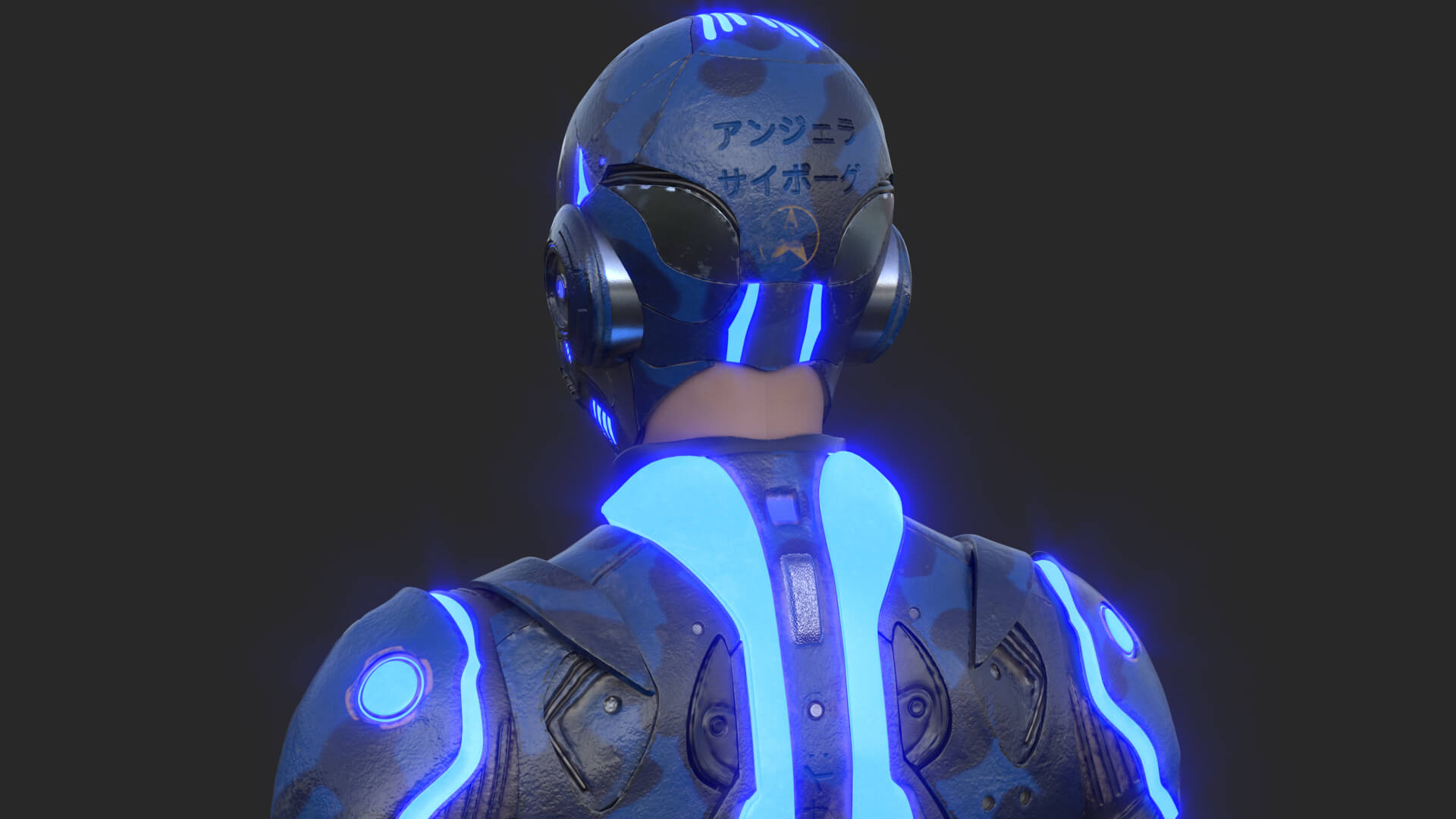 Cyborg Blu Camouflage V-Ray 3D Model by Mak21