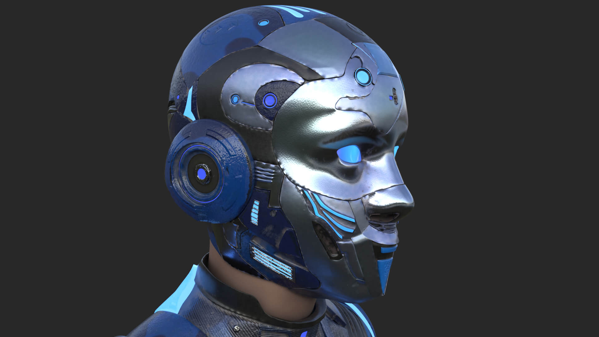 Cyborg Blu Camouflage V-Ray 3D Model by Mak21