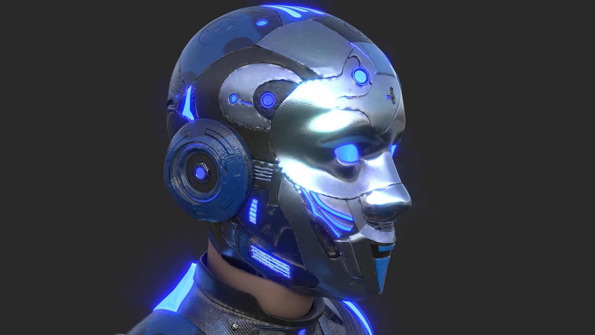Cyborg Blu Camouflage V-Ray 3D Model by Mak21