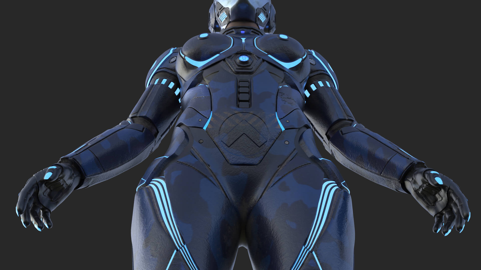 Cyborg Blu Camouflage V-Ray 3D Model by Mak21