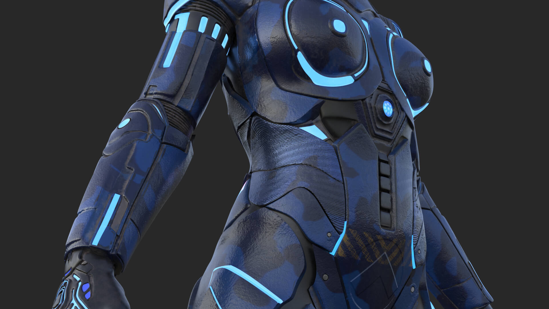 Cyborg Blu Camouflage V-Ray 3D Model by Mak21