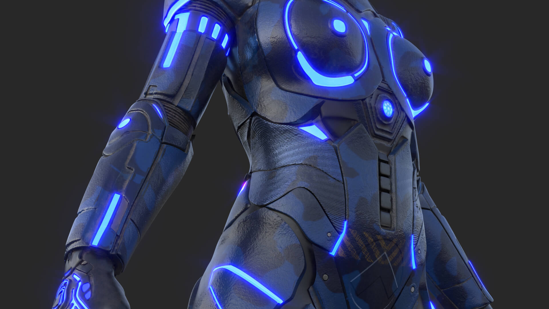 Cyborg Blu Camouflage V-Ray 3D Model by Mak21