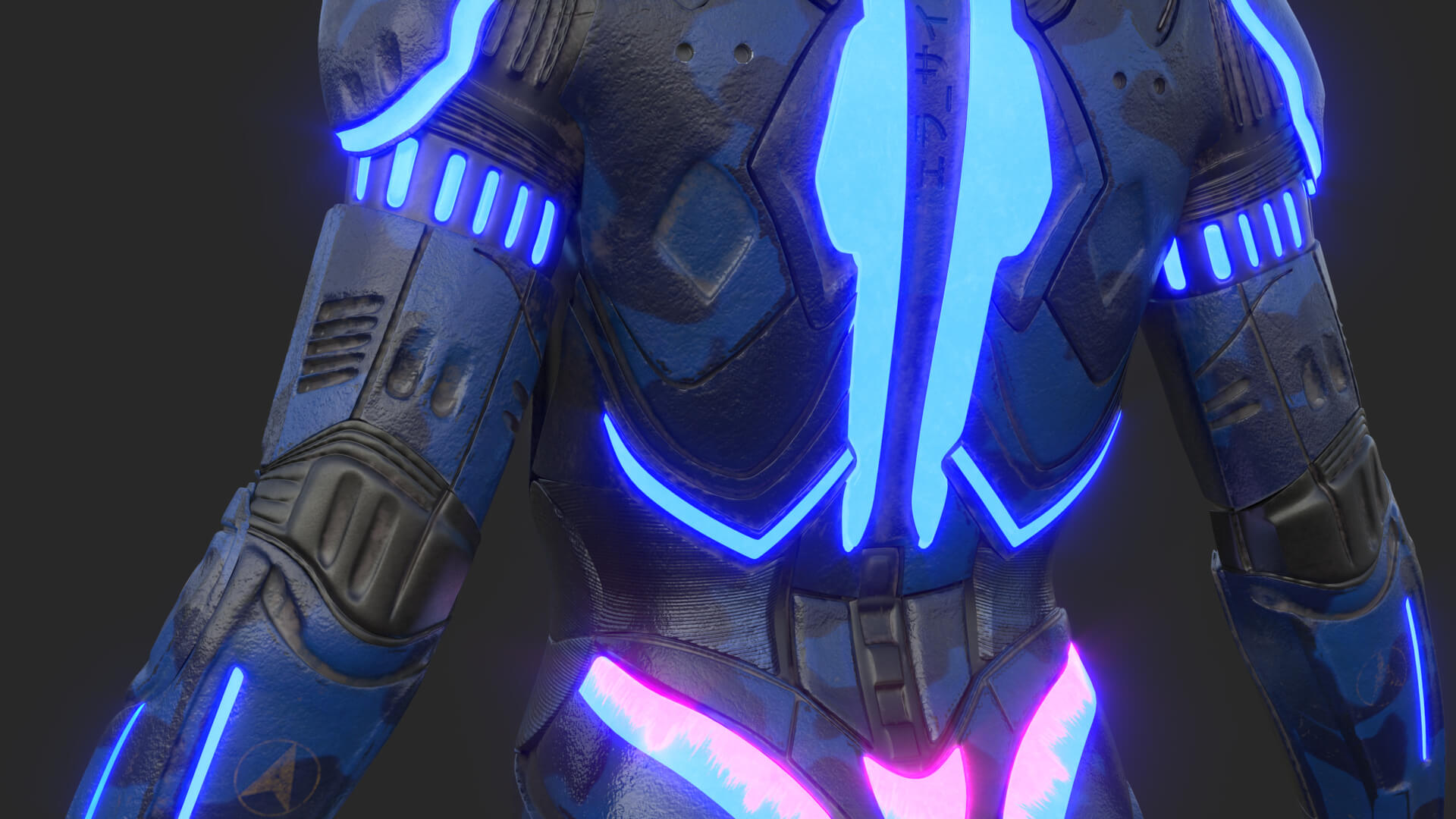 Cyborg Blu Camouflage V-Ray 3D Model by Mak21