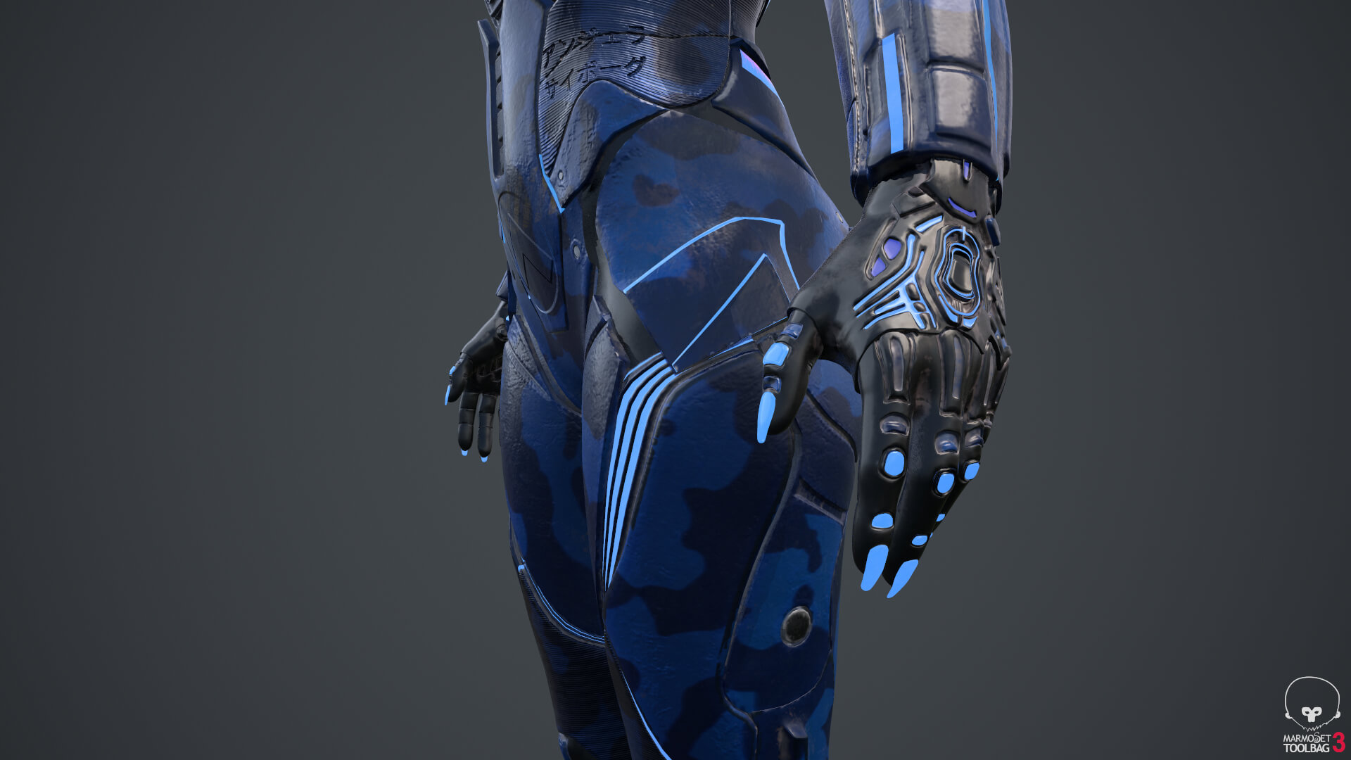 Cyborg Blu Camouflage V-Ray 3D Model by Mak21