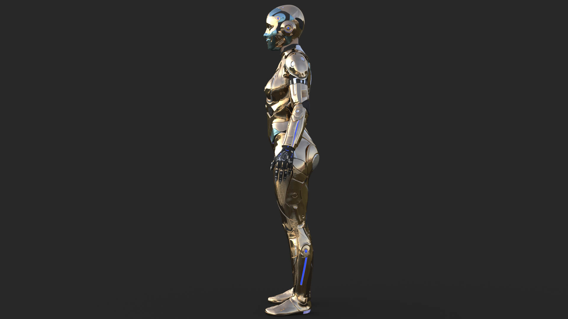 Cyborg Woman Gold - 3D Model by Mak21