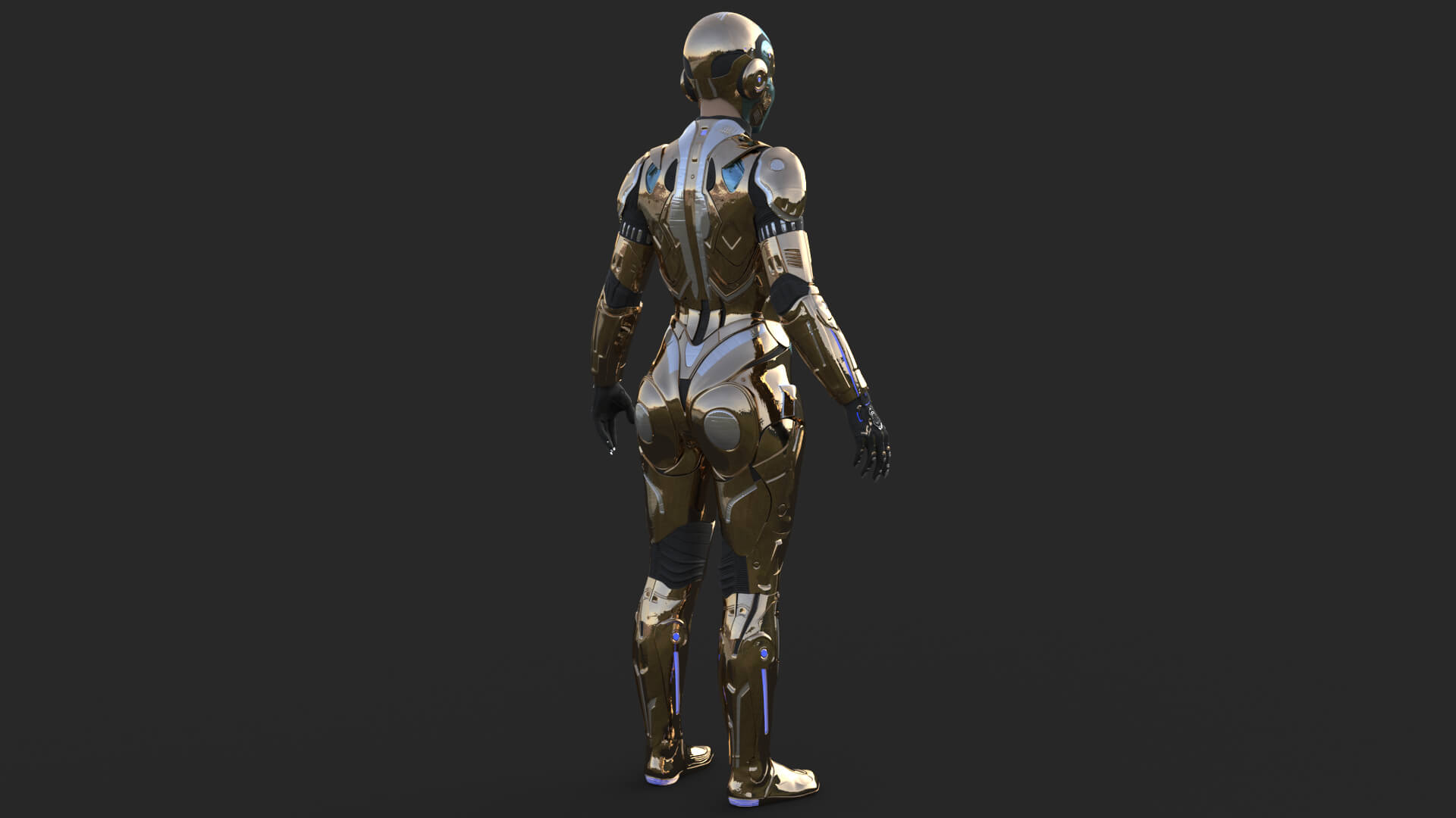 Cyborg Woman Gold - 3D Model by Mak21