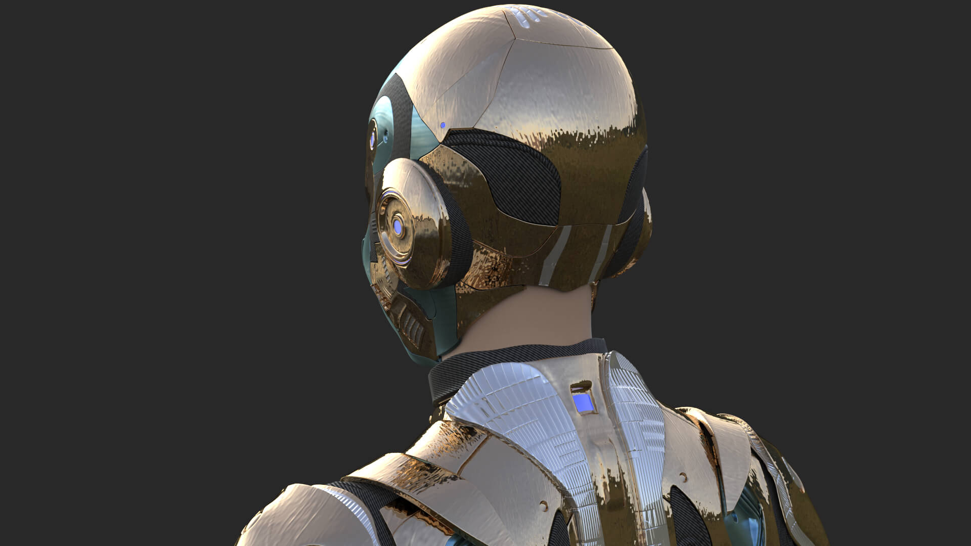 Cyborg Woman Gold - 3D Model by Mak21