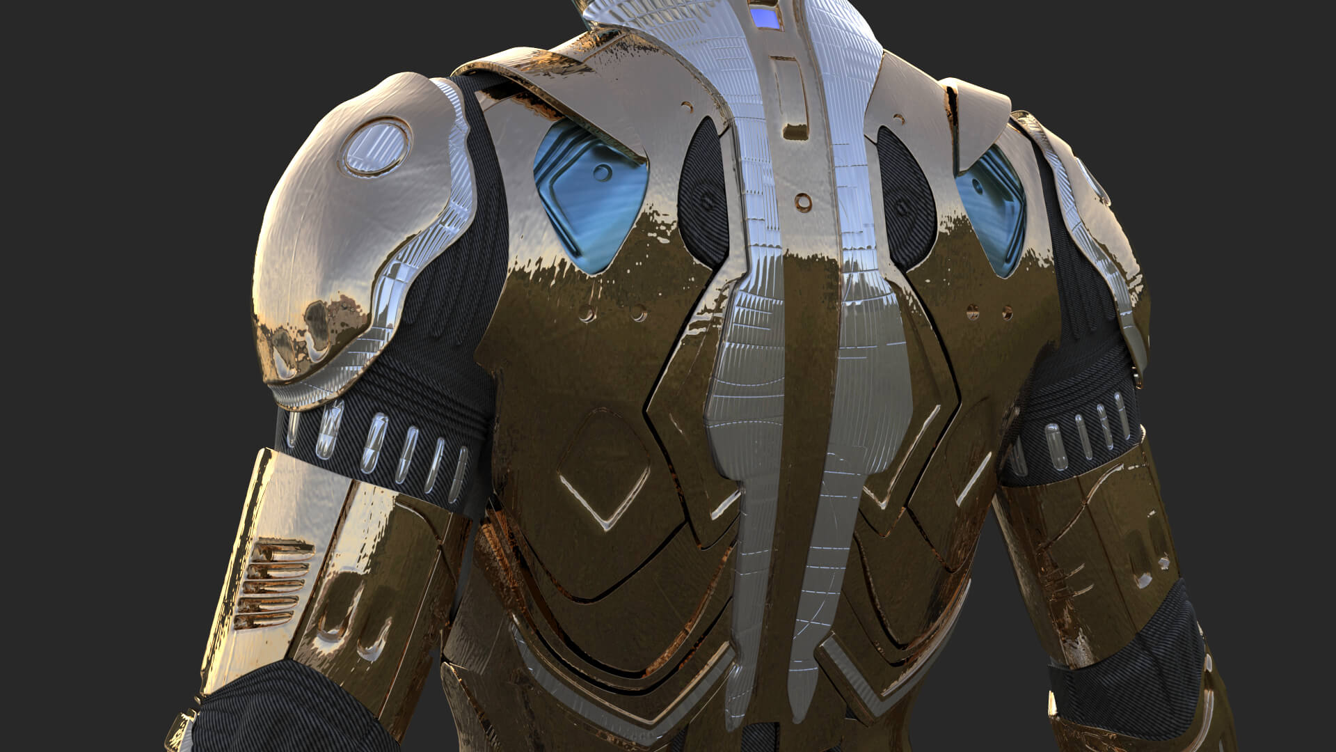 Cyborg Woman Gold - 3D Model by Mak21